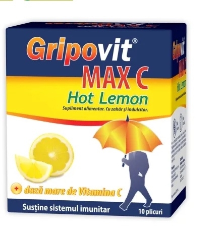 Gripovit Max C Hot Lemon, 10 plicuri, Zdrovit | Mattca